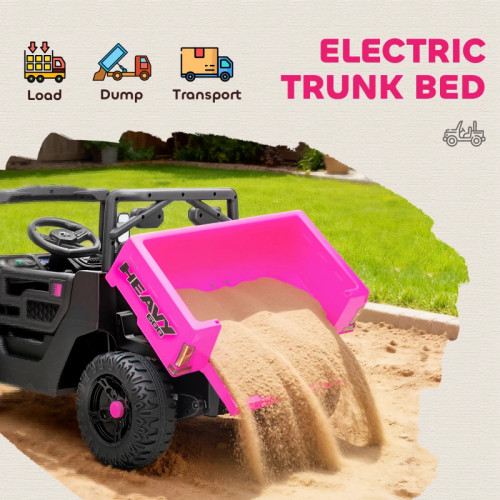 Girls Pink 12v Mini Gator With Working Dump Bed Truck