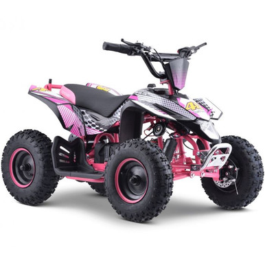 Pink 36v Girls Electric Powered Adjustable Speed Setting 22kph Quad Bike