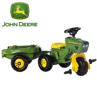 John Deere Pedal Tricycle Tractor and Trailer - Kids Electric Cars