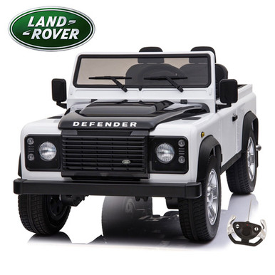 Licensed Two Seat 4WD Kids White Land Rover Defender 24v Jeep - Kids ...