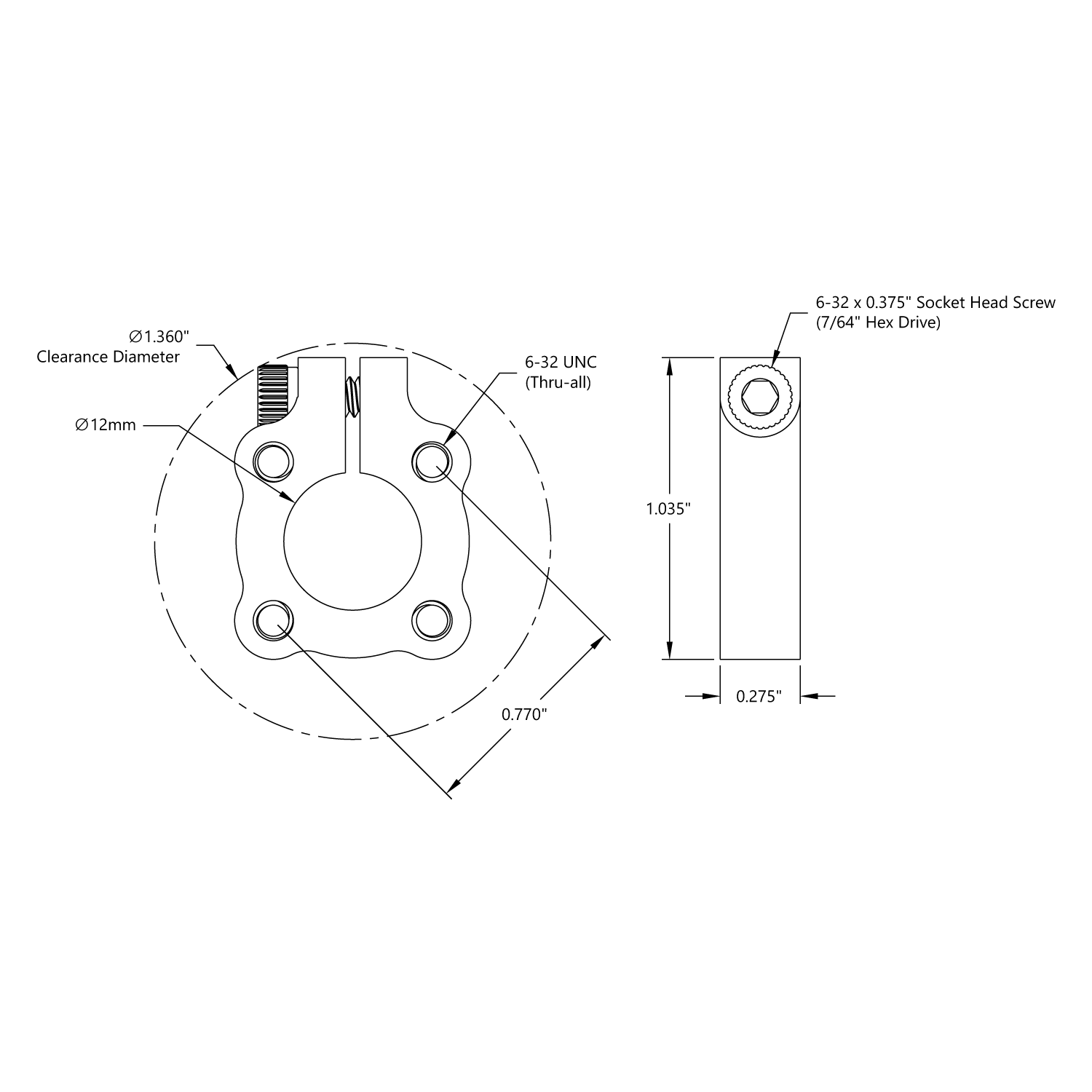 12mm (0.770") Clamping Hub - ServoCity®