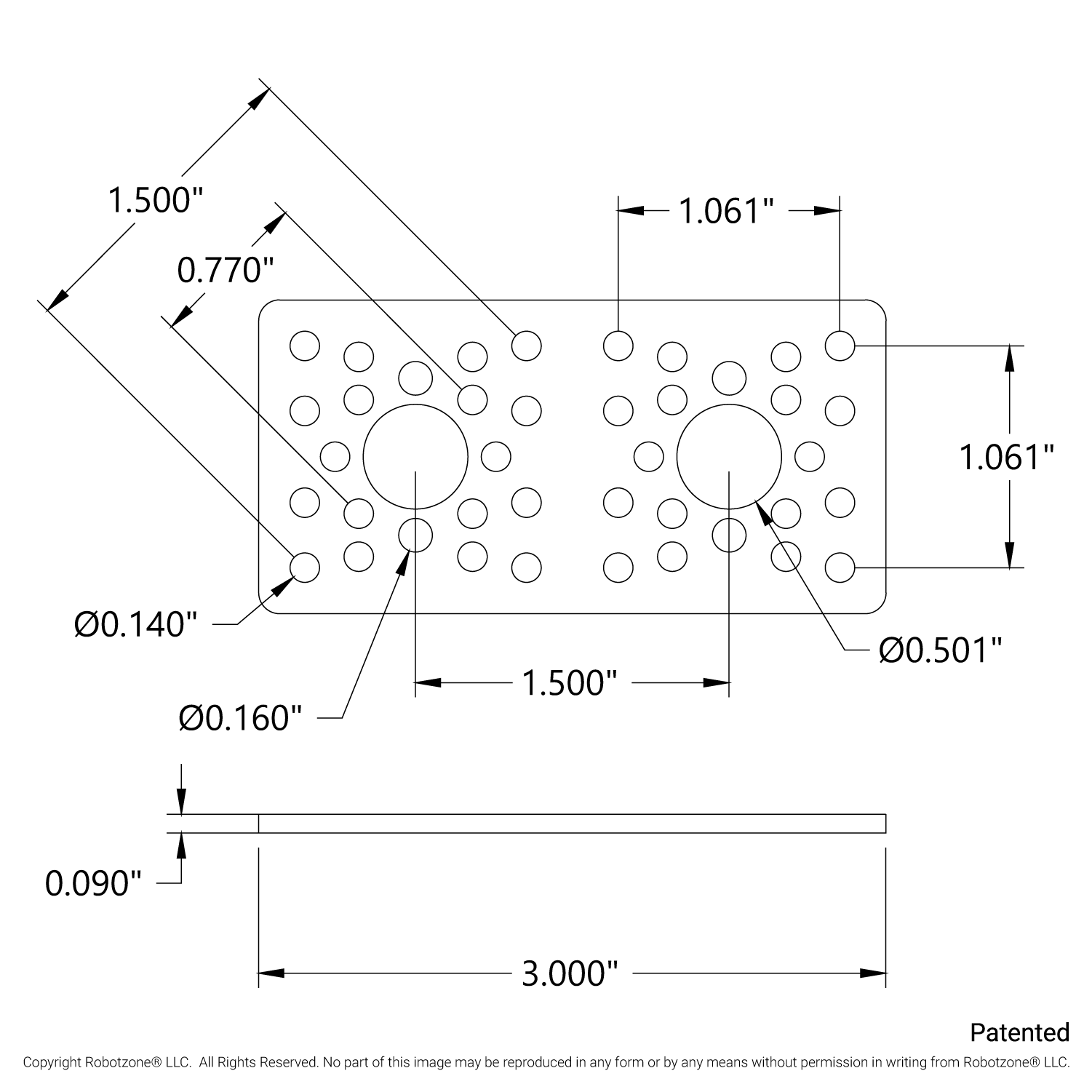 Flat Dual Pattern Bracket - ServoCity®