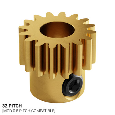 16T, 0.250" (1/4) Bore 32P Shaft Mount Pinion Gear - ServoCity®