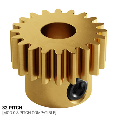 20T, 0.250" (1/4) Bore 32P Shaft Mount Pinion Gear - ServoCity®