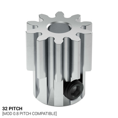 10T, 0.125" (1/8) Bore 32P Shaft Mount Pinion Gear (Steel) - ServoCity®