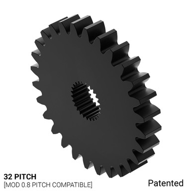 32P, 28 Tooth, 25T 3F Spline Servo Mount Gear (Acetyl) - ServoCity®