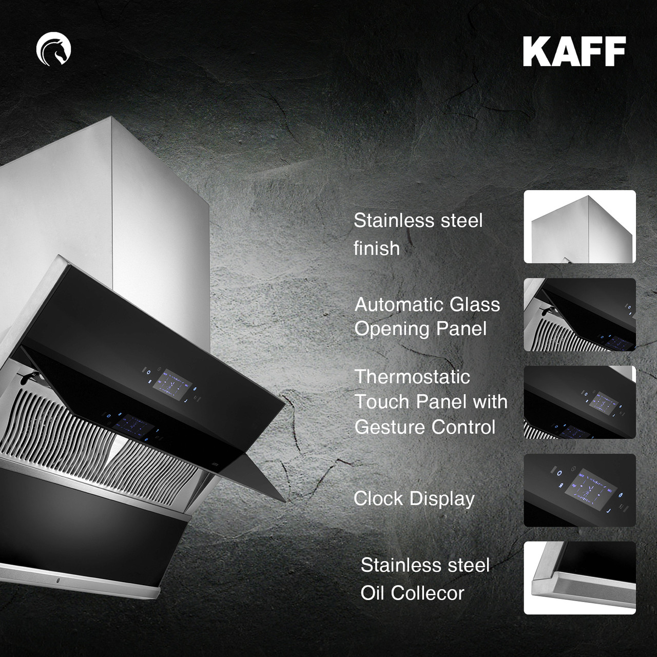 Kaff - FALCON DHC 90 - Gesture Control - Filter-Less Technology - Chimney