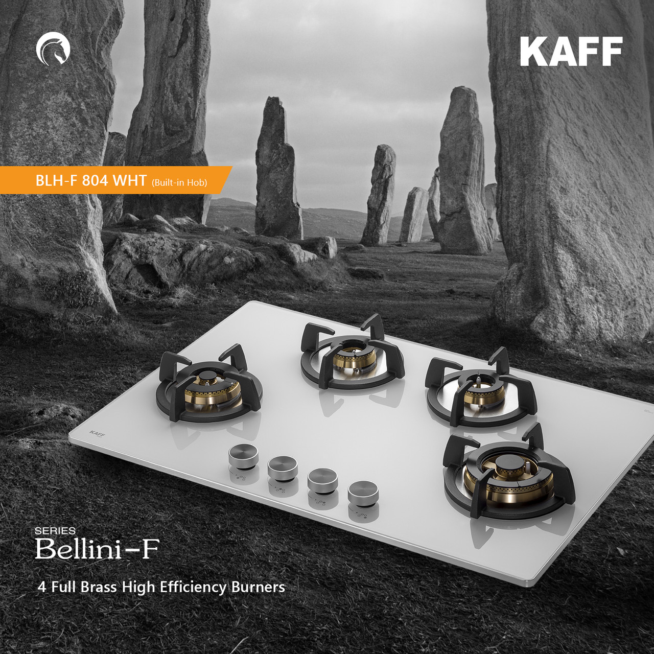 Kaff Hobs - BLH-F 804 WHT - 4 Full Brass High Efficiency Burners