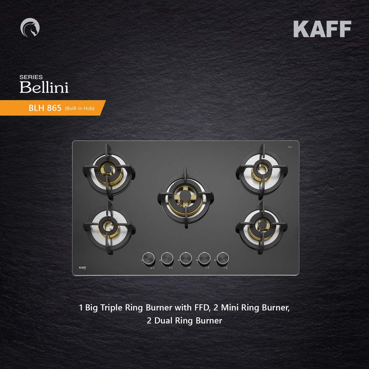 Kaff Hobs - BLH 865 - 5 Full Brass High Efficiency Burners with Flame ...