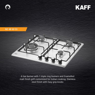 Kaff Hobs - NE 4B 60 SS - 4 Gas Burner with 1 Triple Ring Burner