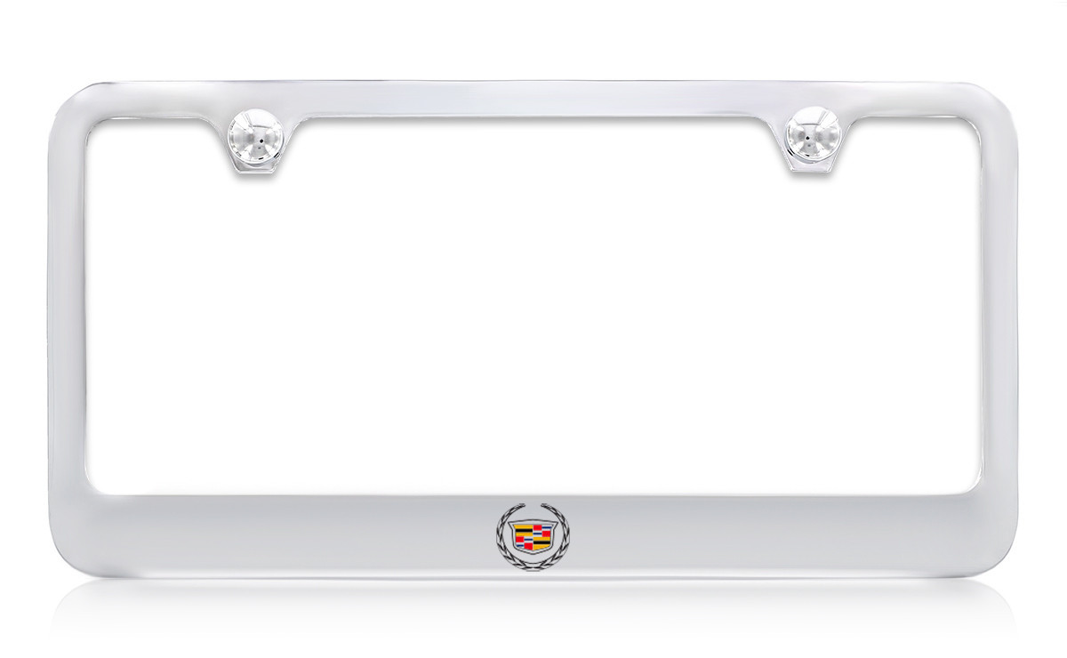 Cadillac Logo Chrome Plated Metal License Plate Frame Holder