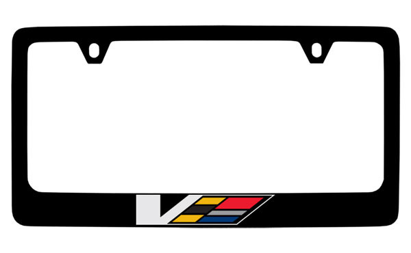 Cadillac V-Series Black Coated Metal License Plate Frame Holder