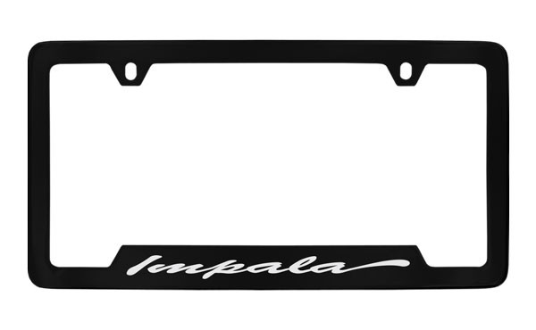 Chevrolet Impala Script Bottom Engraved Black Coated Zinc License Plate ...
