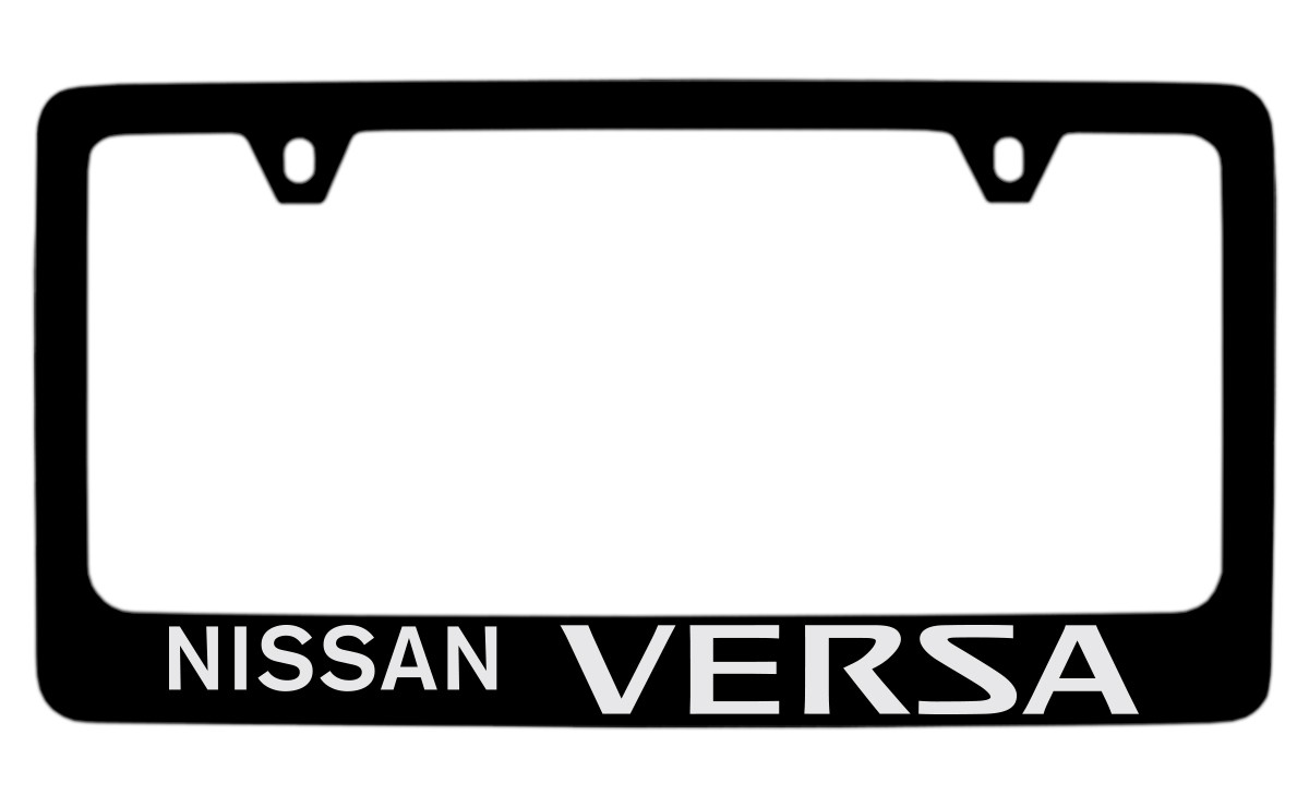 Nissan Versa Black Coated Zinc License Plate Frame Holder with Silver ...