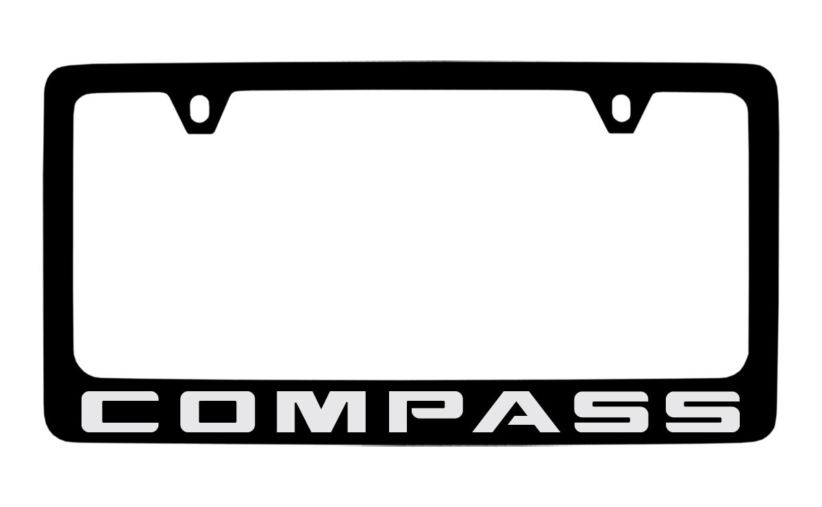 Jeep Compass Black Coated Zinc License Plate Frame Holder with Silver ...