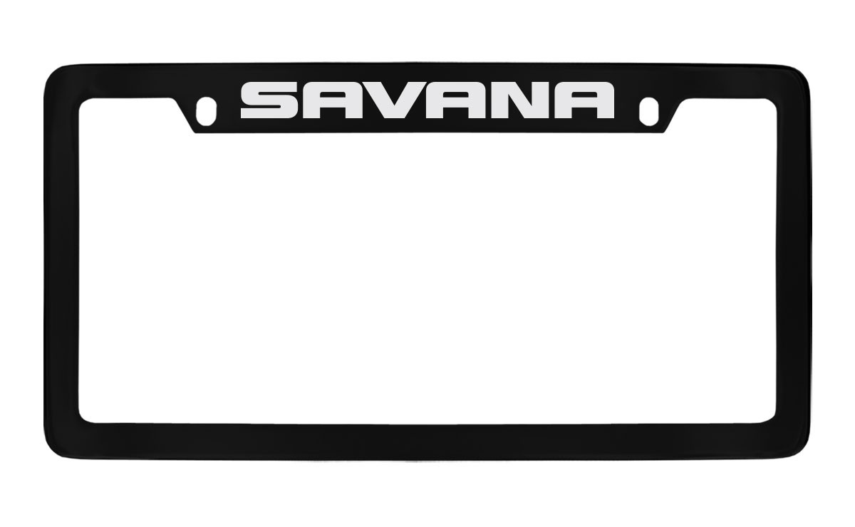 GMC Savana Black Coated Zinc Top Engraved License Plate Frame Holder ...