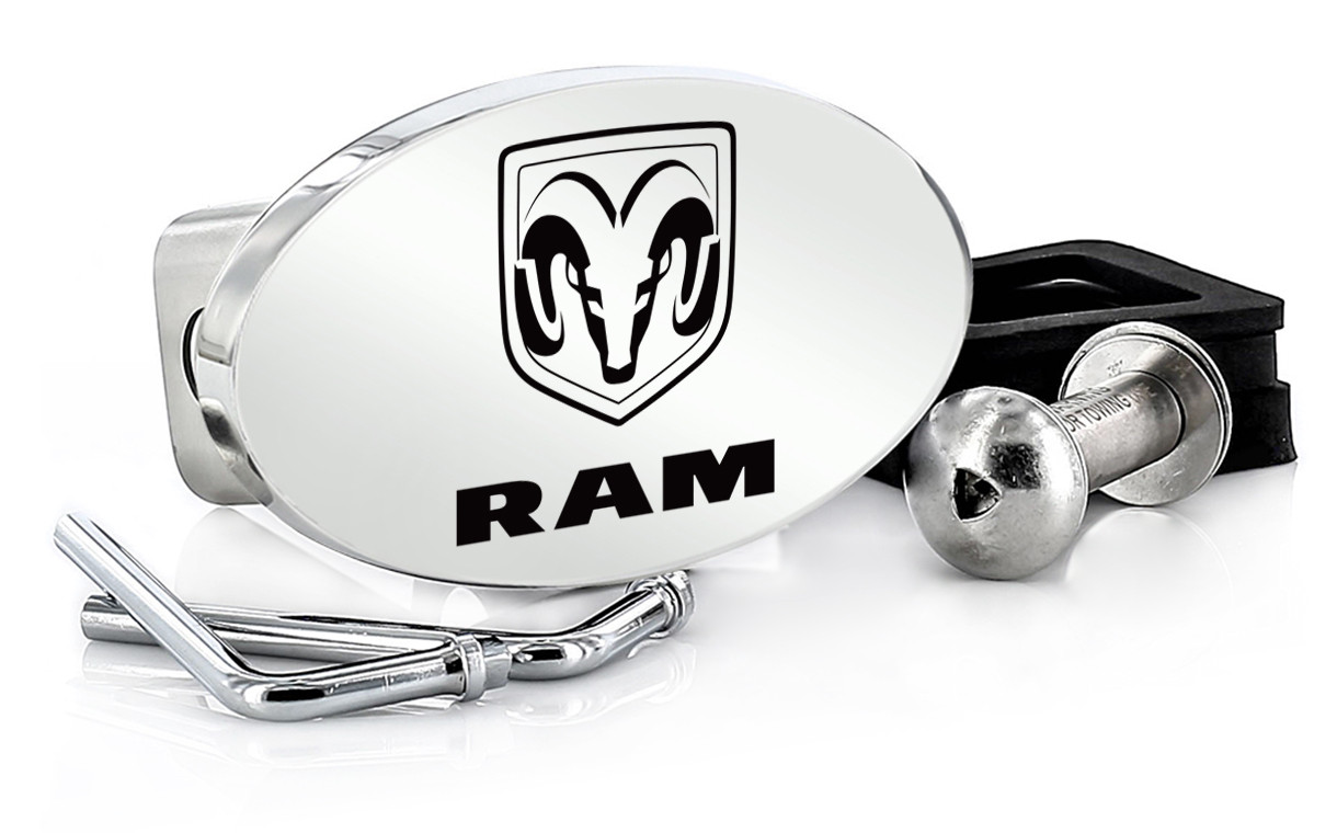 Ram Wordmark and Logo Oval Trailer Hitch Cover Plug