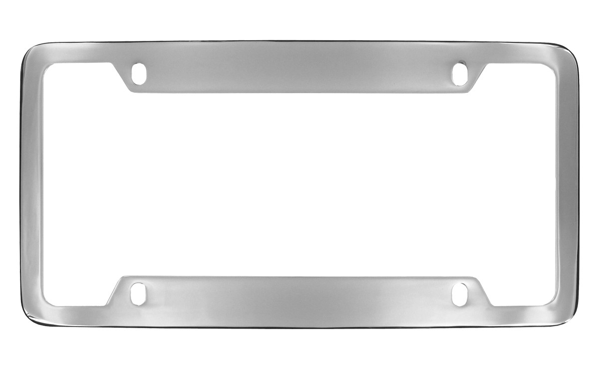 Chrome Plated Wide Top & Bottom 4 Hole Plain License Plate Frame 4 Hole