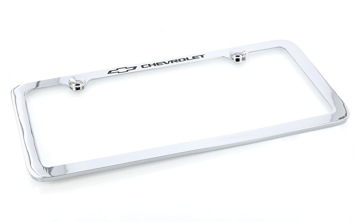 Chrome Plated Brass License Plate Frame with Epoxy Filled Chevrolet ...