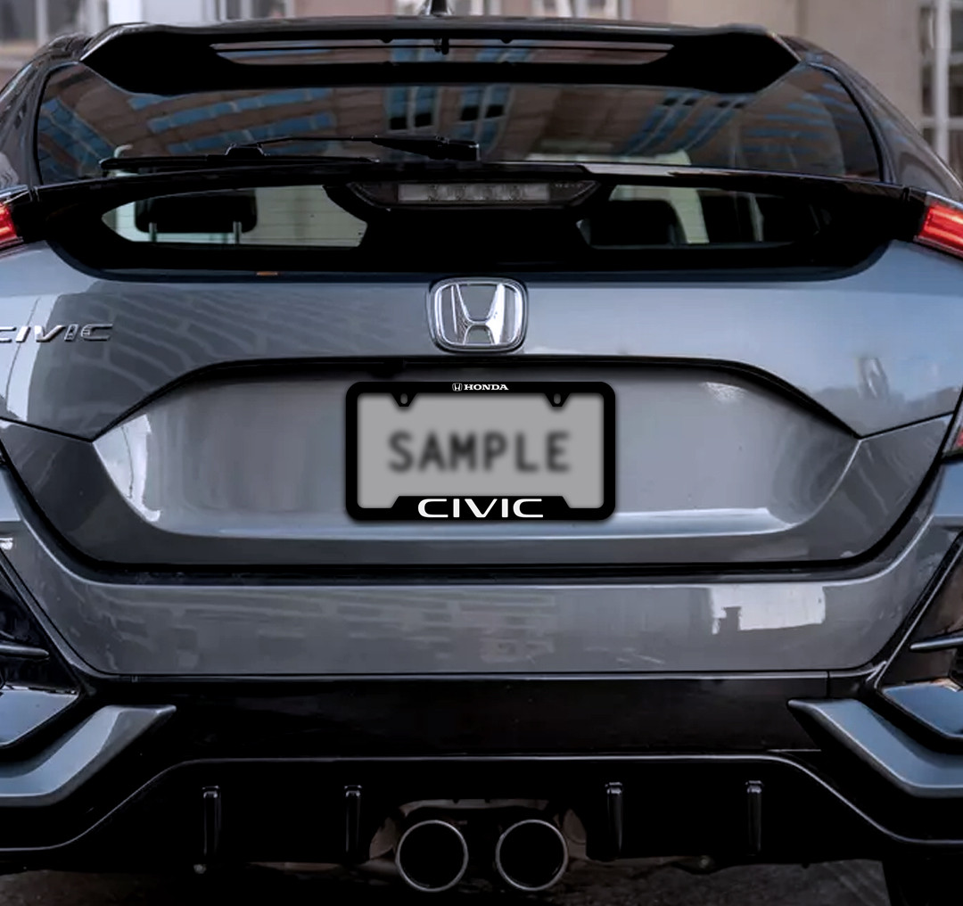 Honda Brand Black Plastic License Plate Frame with UV Printed Honda ...