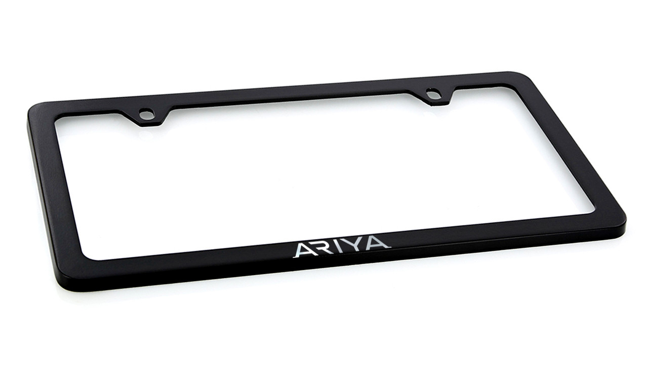 Nissan Ariya Black Coated License Plate Frame in Exposed Chrome Imprint ...