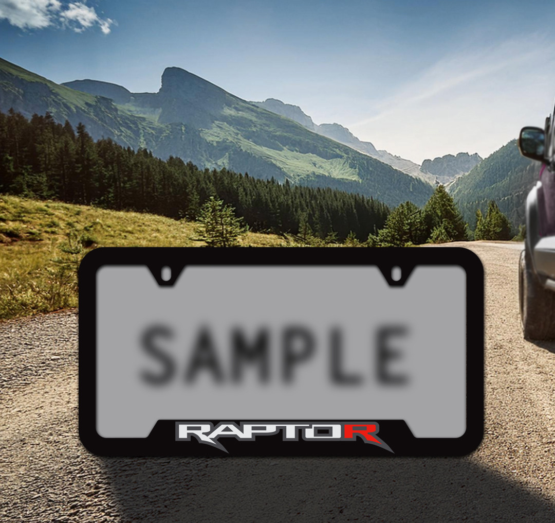 Ford UV Printed Black Plastic License Plate Frame with Raptor Logo