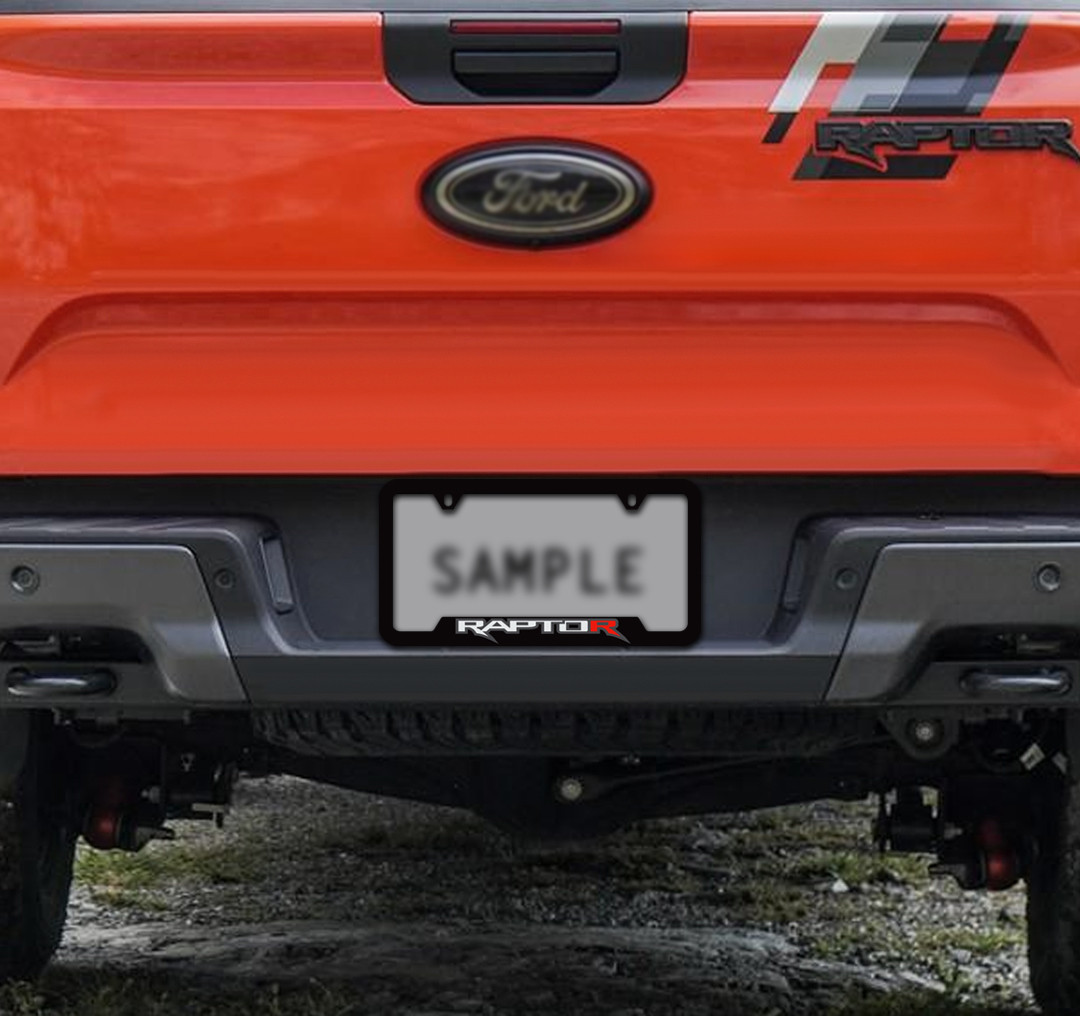 Ford UV Printed Black Plastic License Plate Frame with Raptor Logo