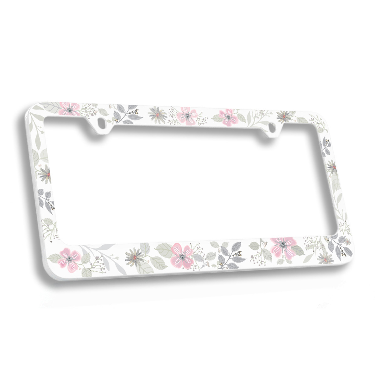 Pastel Pink & Grey White License Plate Frame