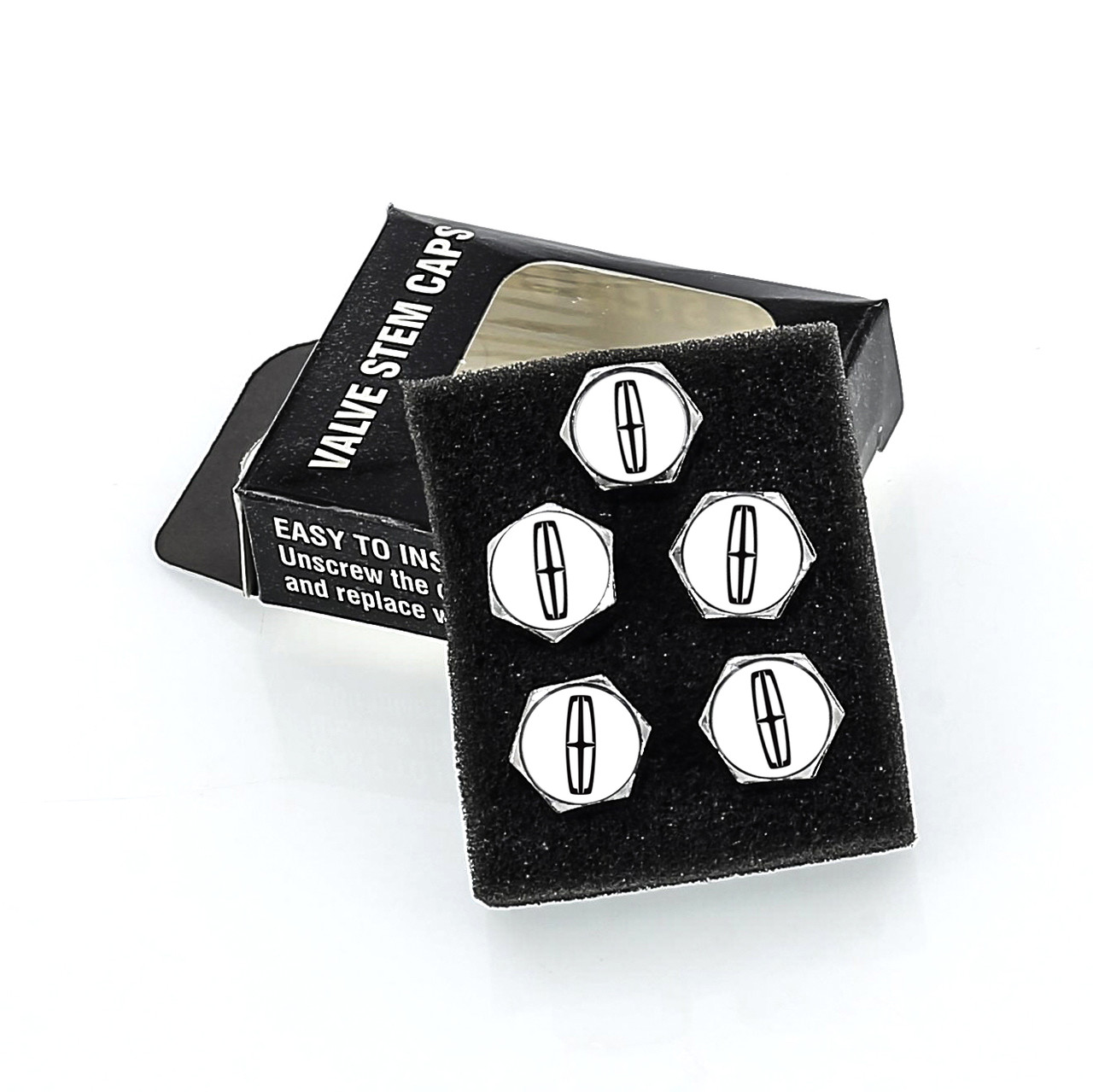 Ford Lincoln Chrome Plated Valve Stem Caps - 5 caps in package