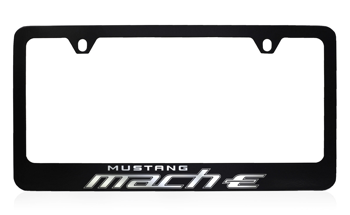 Ford Mustang Mach-E Black Coated Metal License Plate Frame with Exposed ...