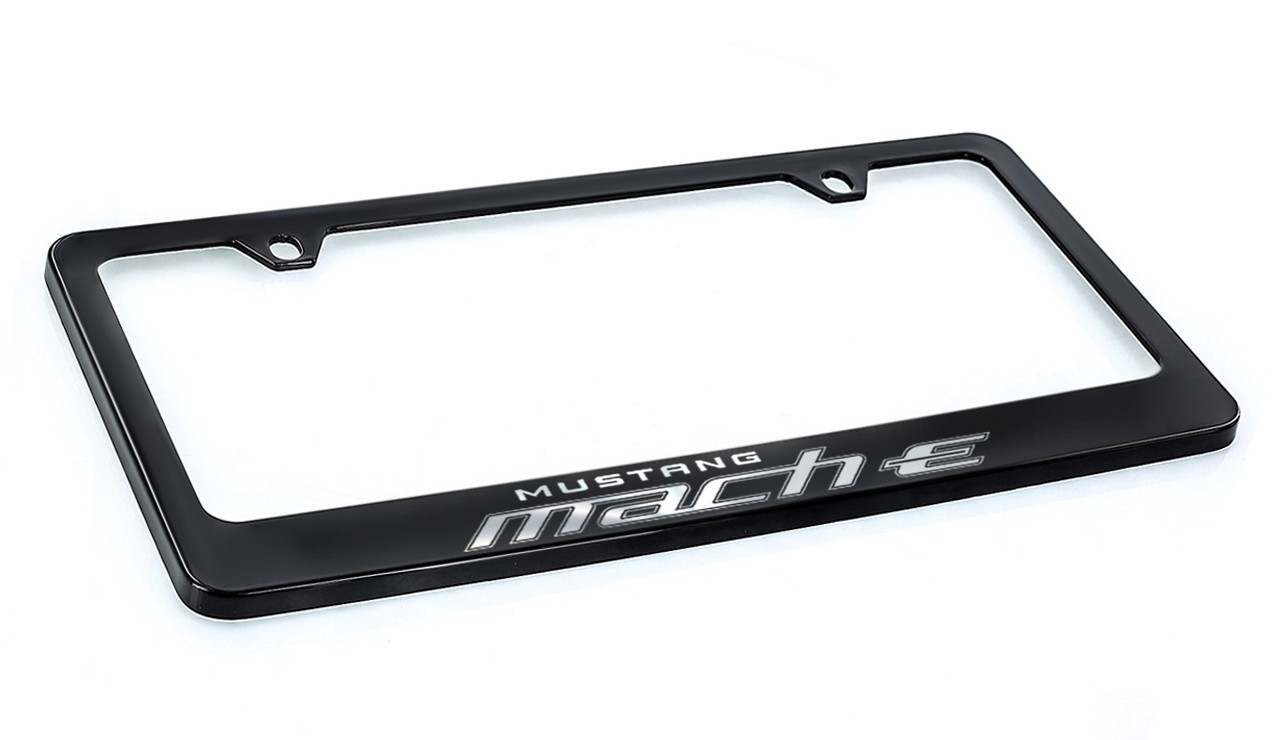 Ford Mustang Mach-E Black Coated Metal License Plate Frame with Exposed ...