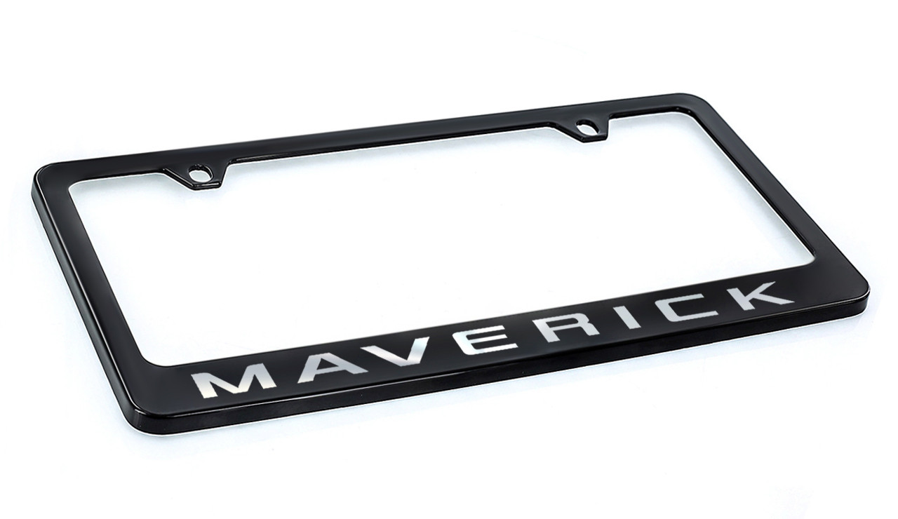 Ford Maverick Black Coated Metal License Plate Frame with Exposed ...