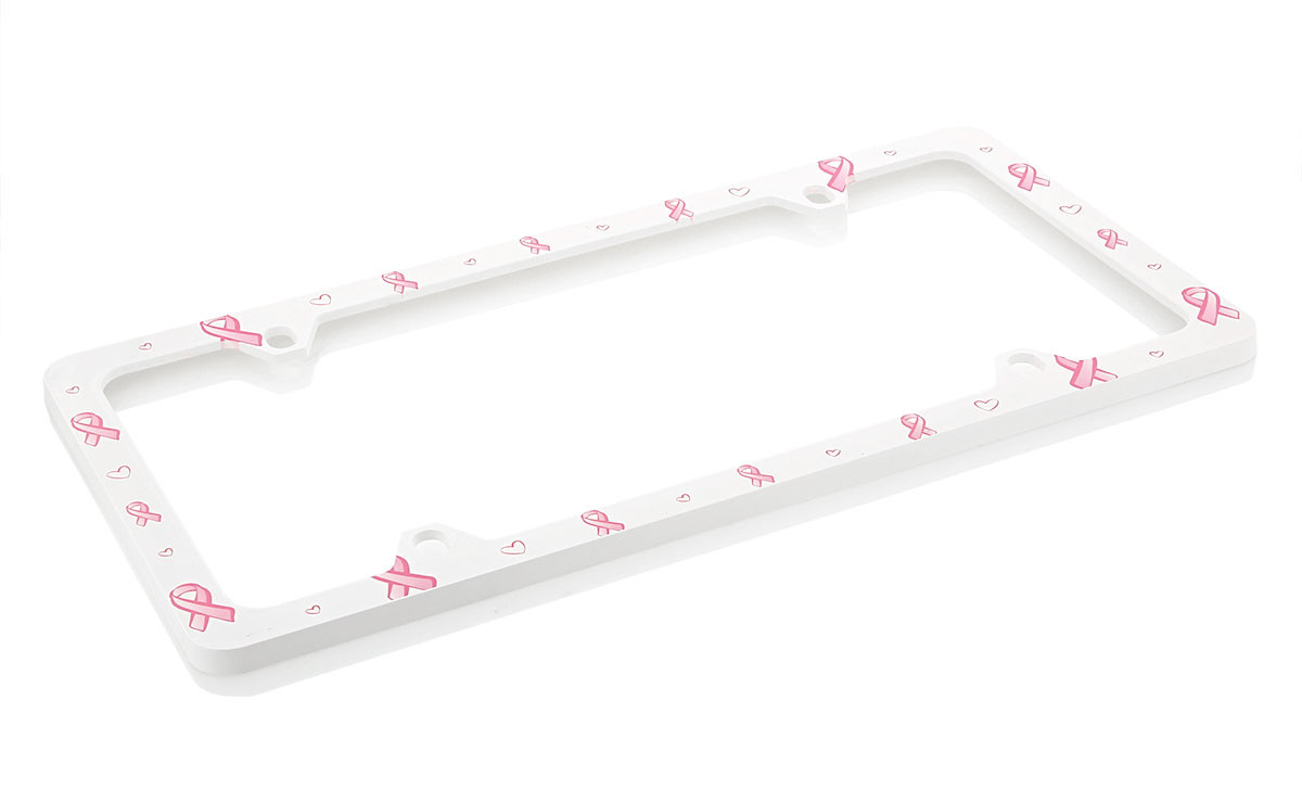 Pink Ribbon License Frame_ Breast Cancer Awareness_ Thin Rim Frame Design