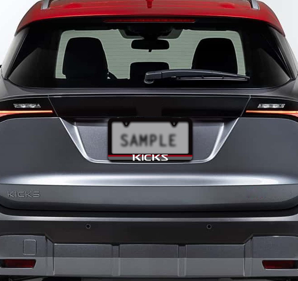 Nissan UV Printed Black Plastic License Plate Frame with Kicks Logo