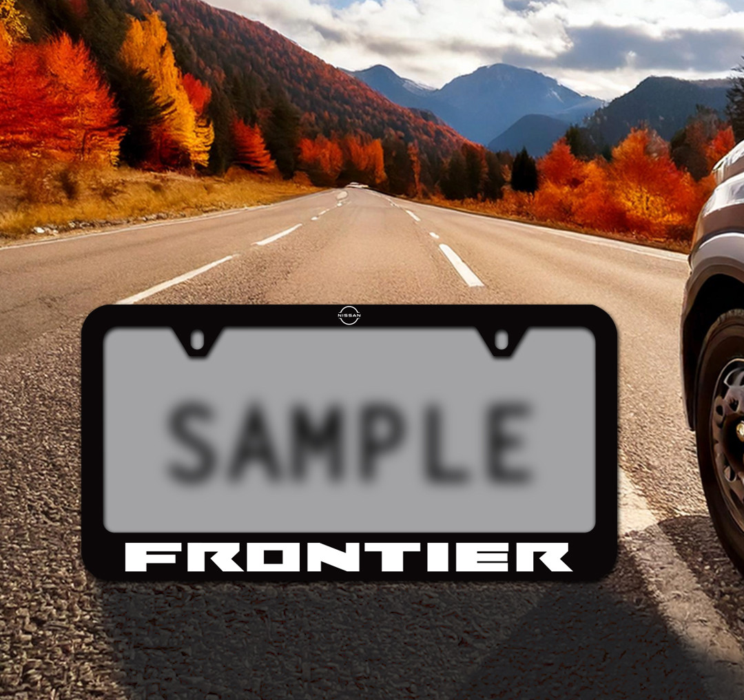 Nissan UV Printed Black Plastic License Plate Frame with Frontier Logo