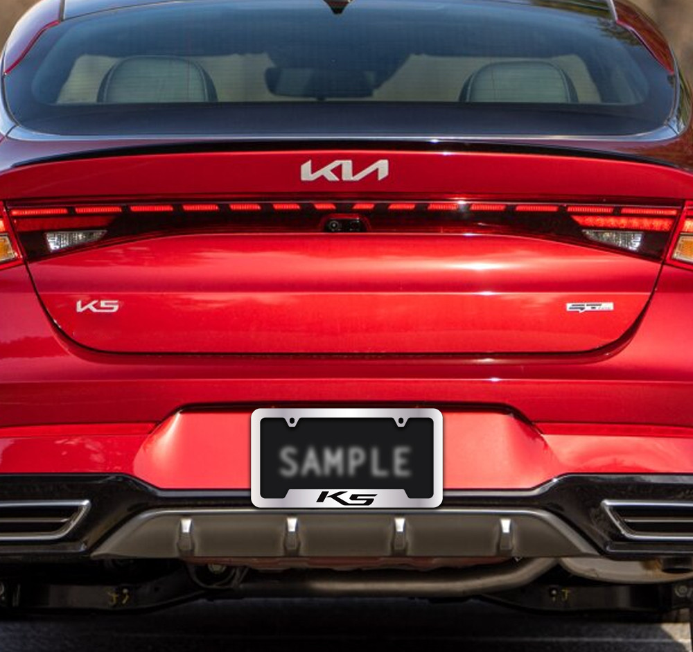 Chrome Plated Metal License Plate Frame with KIA K5 Logo