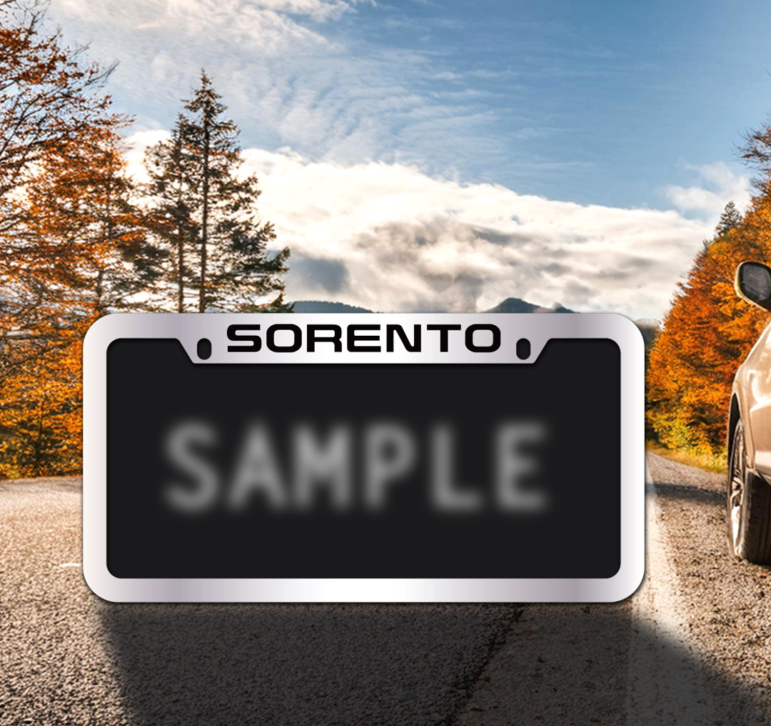 Chrome Plated Metal License Plate Frame with Sorento Logo _ Top ...