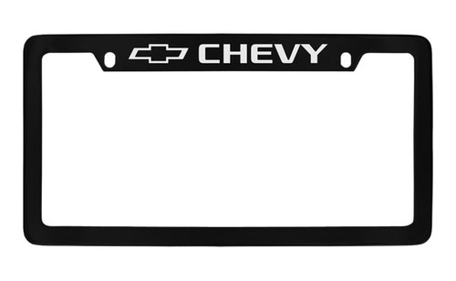 Chevrolet Chevy Top Engraved Black Coated Zinc License Plate Frame with ...