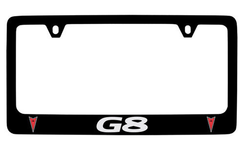 Pontiac G8 Black Coated Zinc License Plate Frame with Silver Imprint