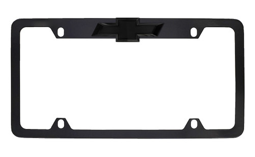 Black Coated Zinc License Plate Frame with 3D Black Chevy Bowtie Badge ...