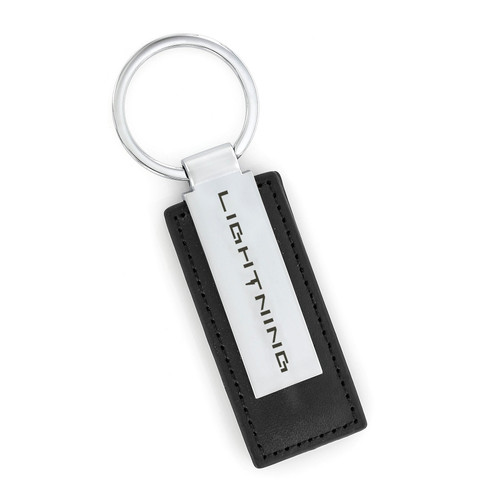 Ford Black Leather Keychain with Laser Engraved Lightning Logo