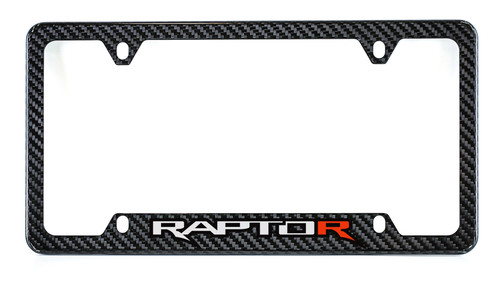 Genuine Carbon Fiber License Plate Frame with UV Printed Ford Raptor Logo
