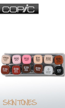 Copic Classic Markers Skin Tones 12 Pen Set - Copic Shop