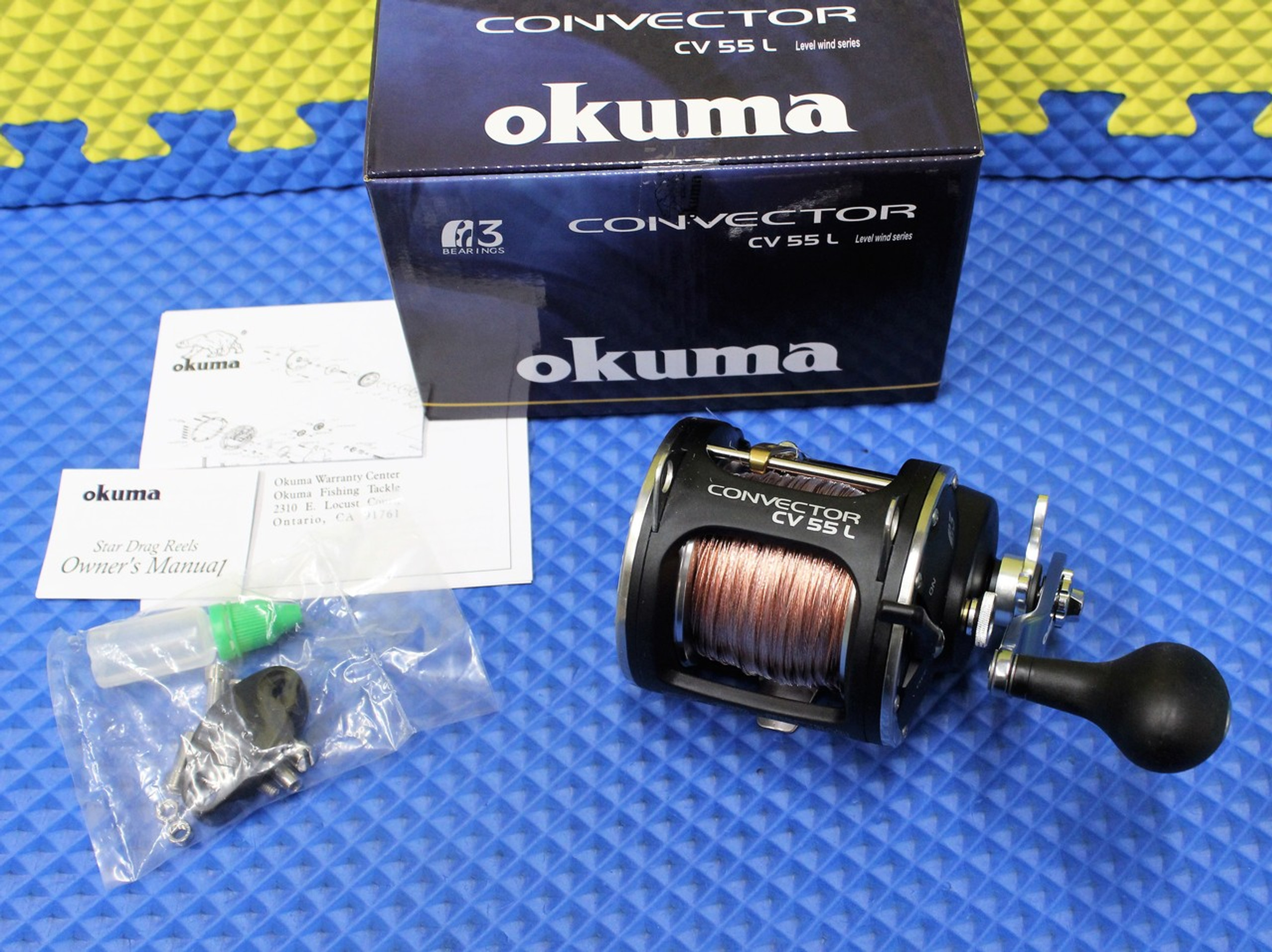 Okuma Convector Levelwind Reel CV 55L Prespooled With 45# Copper, 25# Solar Green Backing, 50 ...