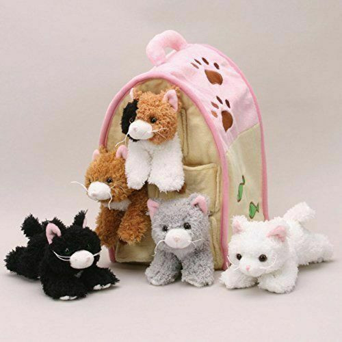 NEW Unipak CAT HOUSE Plush toy gift 5 Cats in Carrying Case Stuffed ...