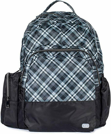 New Lug Travel Echo PACKABLE Backpack School Work Gym PLAID GREY GRAY ...