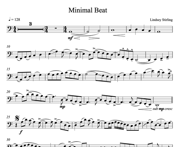 Minimal Beat Lindsey Stirling Sheet Music For Cello