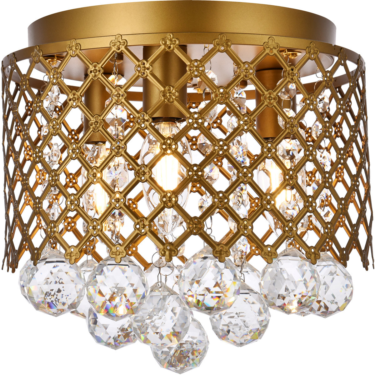 Tully 3-Light Crystal Flush Mount By Elegant Lighting | The Lighting Shoppe