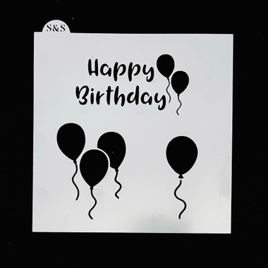 Happy Birthday with Balloons Stencil