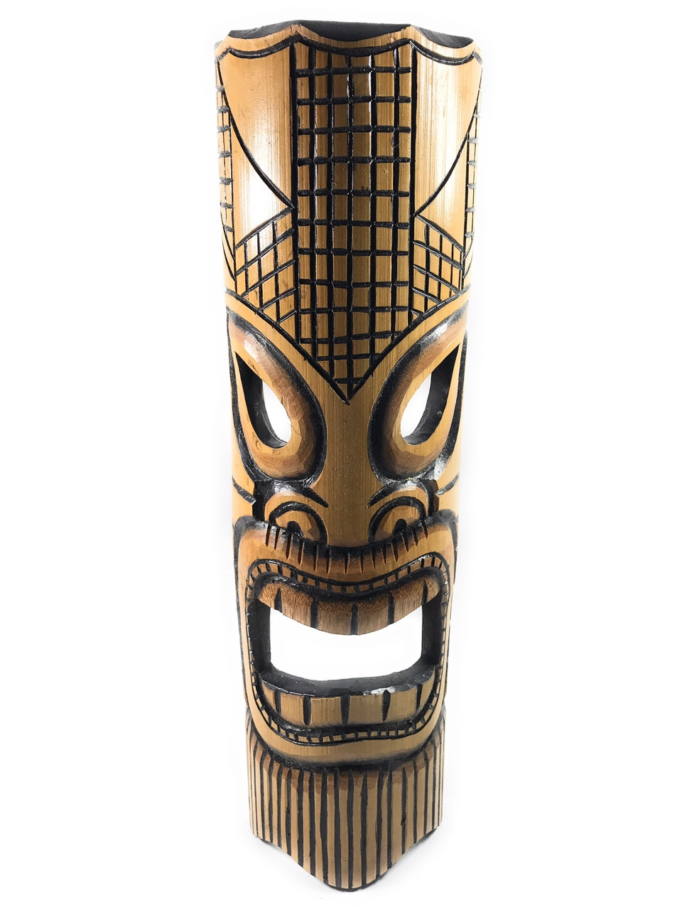 Happy Bamboo Tiki Mask 20" - Burnt Finish | #dpt509650 - TikiMaster.com